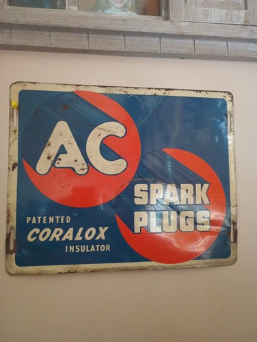 Vintage 1950s AC metal sign chevy GM spark plugs Original Gas Oil ...