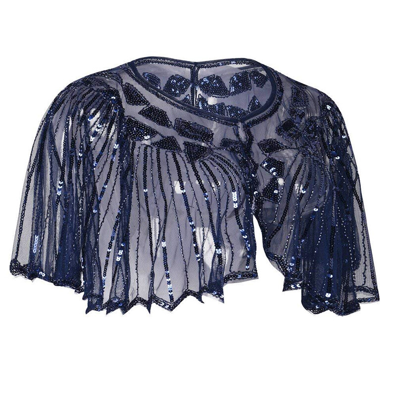 Vintage 1920S Flapper Cover Up Sequins Shawl Wrap Women Evening Cape ...
