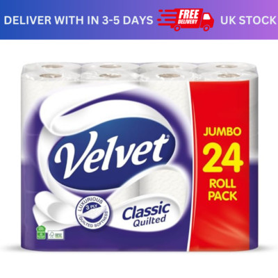 Velvet Classic Quilted Toilet Tissue Jumbo Bulk Pack 24 Rolls - 3-ply ...