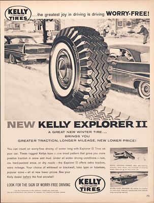 1959 Kelly Tires Explorer II Snow Tire Vintage Print Ad Winter ...