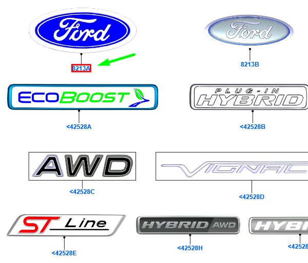 FORD KUGA MK3 CX482 Front-Emblem-Abzeichen 2428102 LJ6B-8B262-AA NEU ...