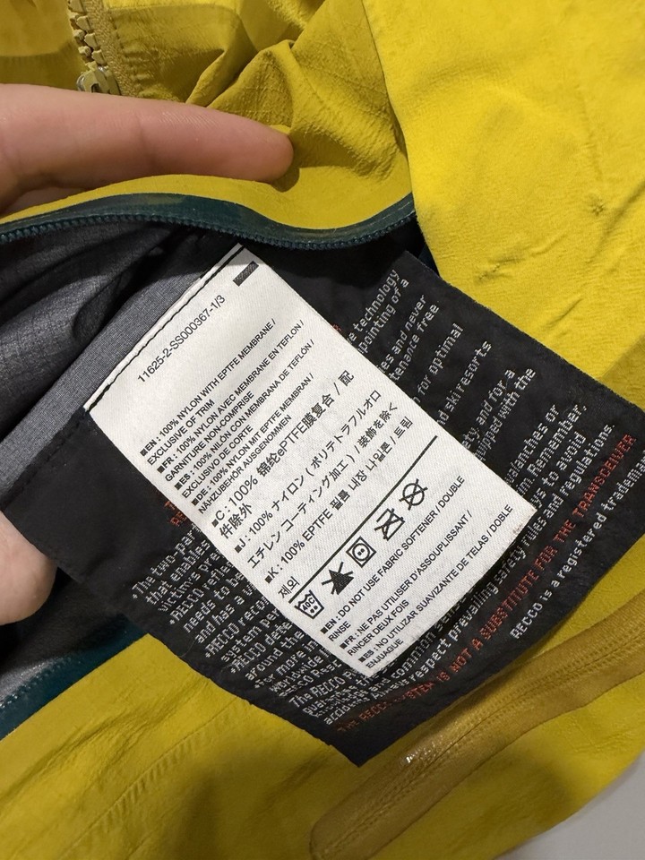 Arc’teryx Rush Jacket Gore-Tex Yellow/Oracle Men's Size Small ...