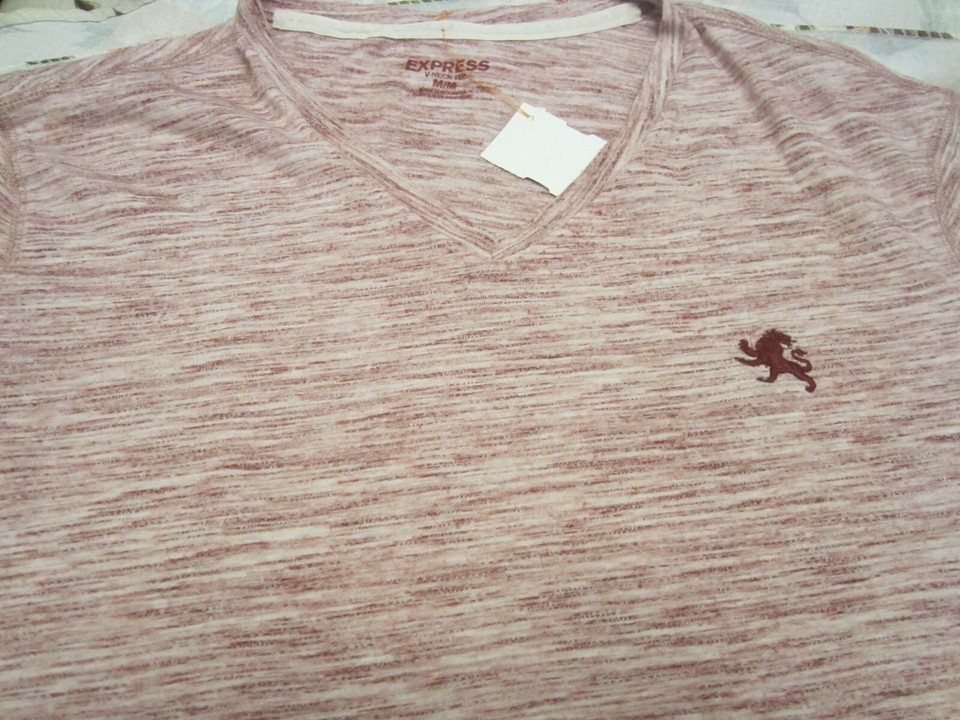 Express V-Neck T-Shirt - Red - Medium | eBay