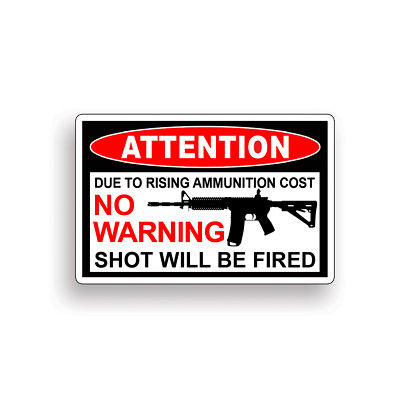 No Warning Shot Gun Sticker Car Vehicle Window Bumper 2nd Amendment ...