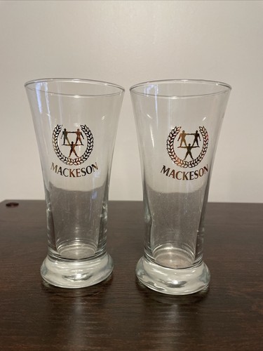 Mackeson Stout Beer glasses set of two, 12 oz, gold logo | eBay