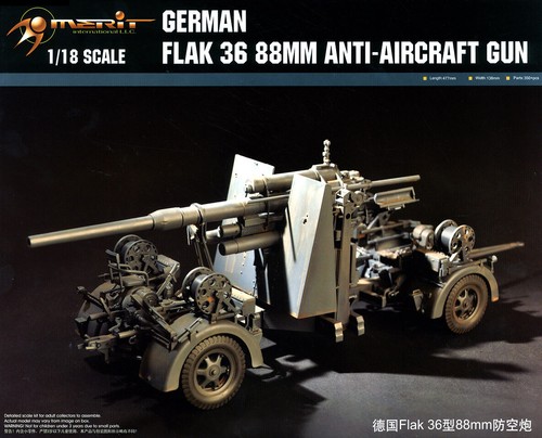 Trumpeter 61701 1:18 SCALE GERMAN FLAK 36 88MM ANTI-AIRCRAFT GUN MODEL ...