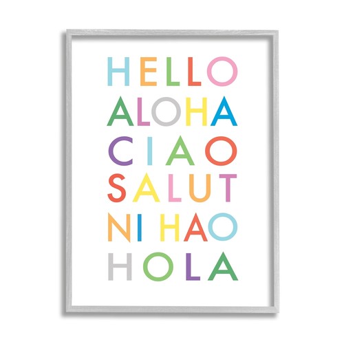 Stupell Hello Aloha Ciao Salut Phrases Bold Rainbow Text 11 x 14 | eBay