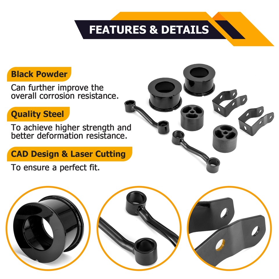 Front 2.5" Lift Kit w/ Sway bar link & Shock Extender For Gladiator JT ...