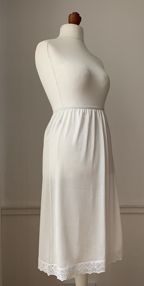 St Michael Vintage 1980s Cream Polyester Half Waist Slip UK 12-14 ...