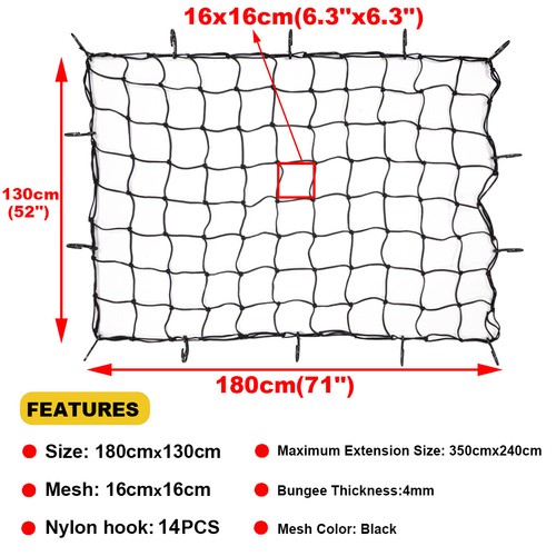 Large Cargo Net Latex Mesh Heavy Duty for Truck Bed Trailer Roof Rack ...