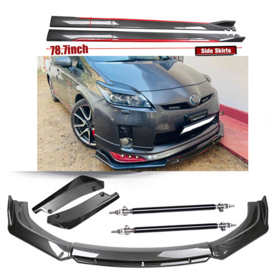 For Toyota Prius Front Rear Bumper Lip+78.7"Side Skirt Extension Body ...