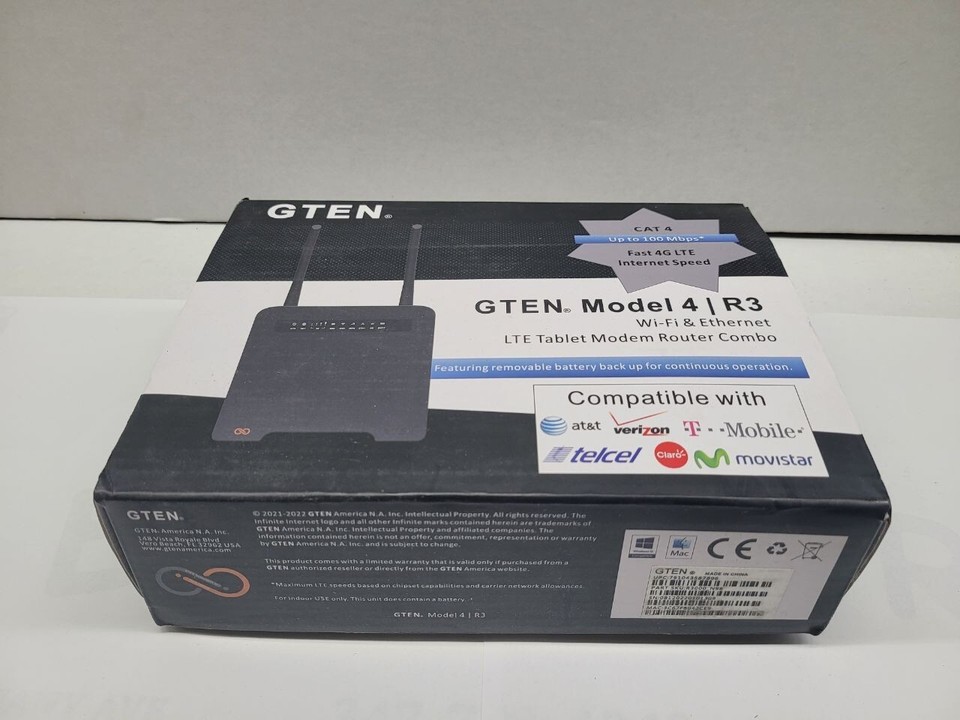 GTEN Infinite R2 Wi-Fi & Ethernet LTE Tablet Modem Router Combo | eBay