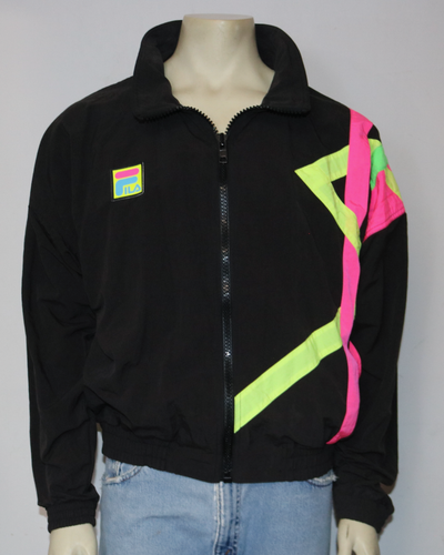 FILA vintage unisex black jacket with neon design M | eBay