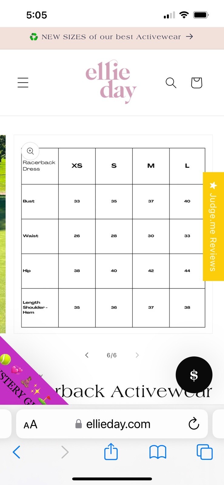 ELLIE DAY Racerback Activewear Pickleball Golf Tennis Dress With UPF S ...