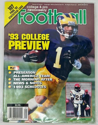 1993 College Football Preview Derrick Alexander Michigan Wolverines ...
