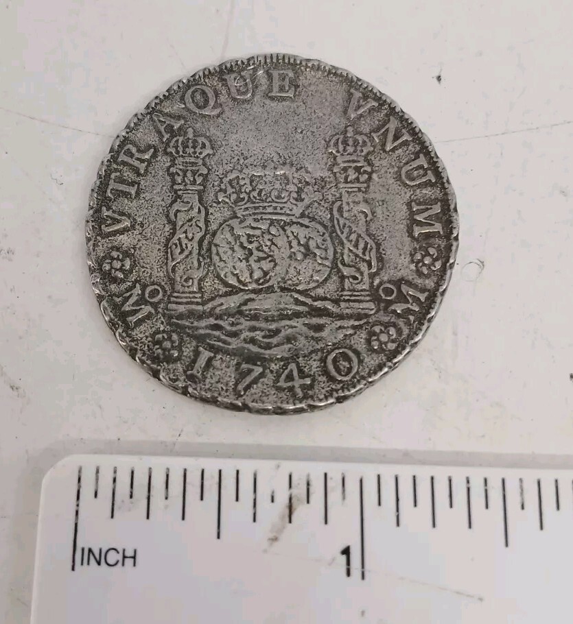 8 Reales Reale Pillar Wave Silver Coin 1740 Mexico Spain Philip V Good ...