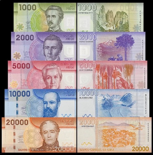 5Pcs Set Chile 20000 10000 5000 2000 1000 Pesos P 161-P 165 NEW UNC ...