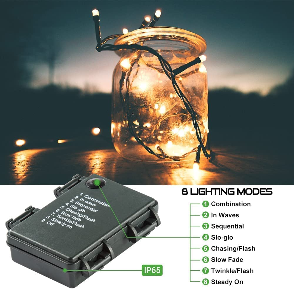 Battery String Lights, 40M 300 LEDs Outdoor Battery Powered Fairy ...