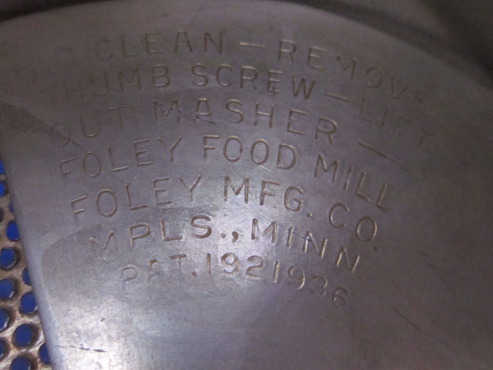 FOLEY FOOD MILL Masher Strainer Wood Handles Patent 1921936 Pot Rests ...