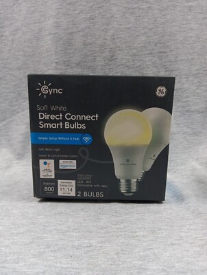 GE Cync Tunable Soft White Direct Connect Smart LED Bulbs 2-Pack, A19 ...