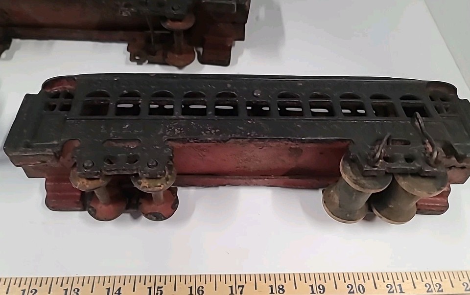 Antique Cast Iron Train with Cars 12" Chicago Rock Island Pacific Lines ...
