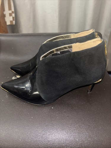 TED BAKER LONDON VTG Women Corp Core Black Patent Leather Suede Booties ...