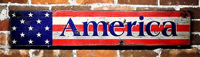 America Wood Sign - Rustic Hand Made Vintage Wooden Sign | eBay