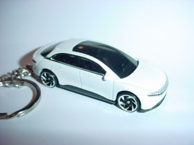 HOT 3D WHITE LUCID AIR CUSTOM KEYCHAIN key keyring EV SOLAR Hot Wheels ...