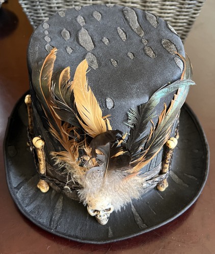 Halloween Hat Black With Bones And Skeletal Face Adult Size | eBay