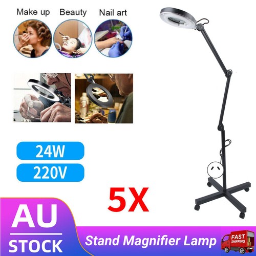 Rolling Adjustable LED Magnifying Lamp Beauty Standing Mag Light Salon ...