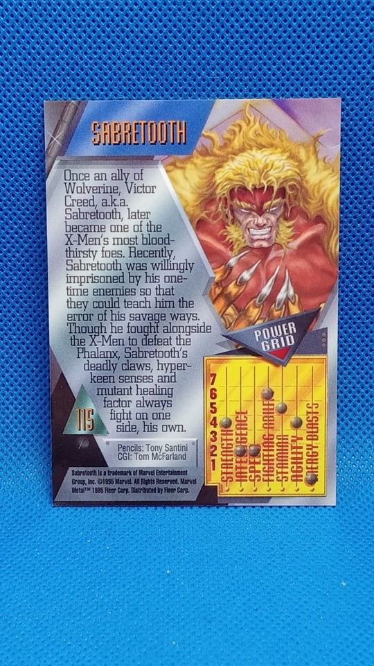 Sabretooth 1995 Marvel Metal Trading Card Power Grid #115 | eBay