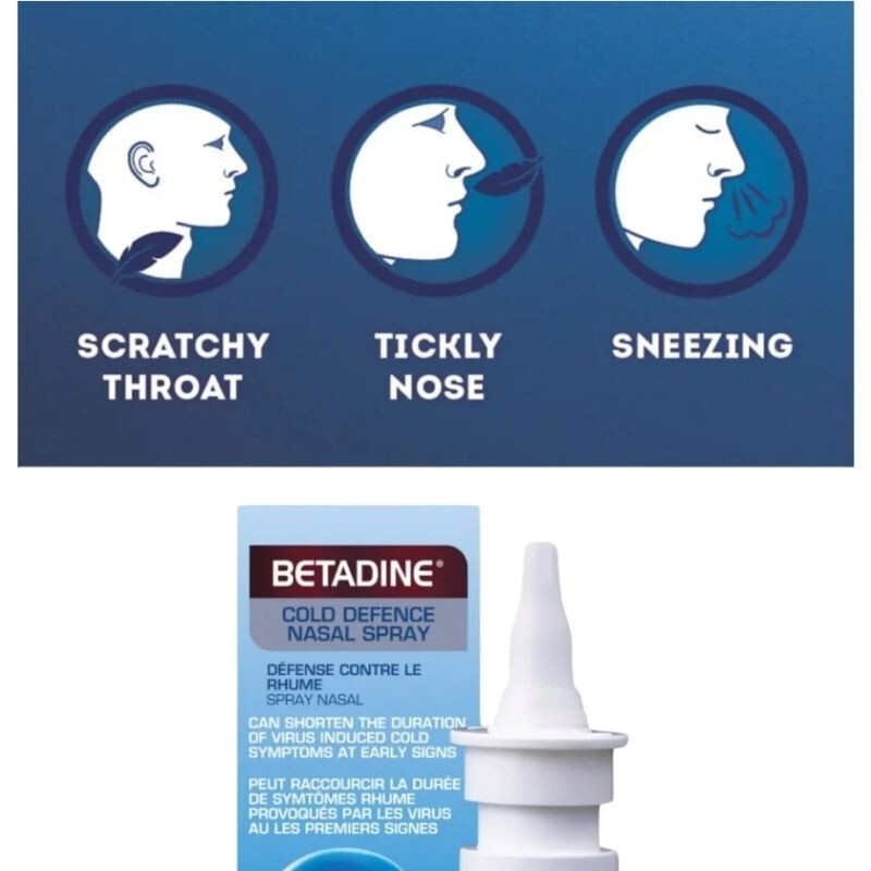 2x BETADINE Adult Cold Defence Nasal Spray 20ml Helps Stop Colds Early ...