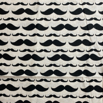 Mustache Black White Cotton Fabric for Quilt, Craft, Sew - 28"x44" | eBay