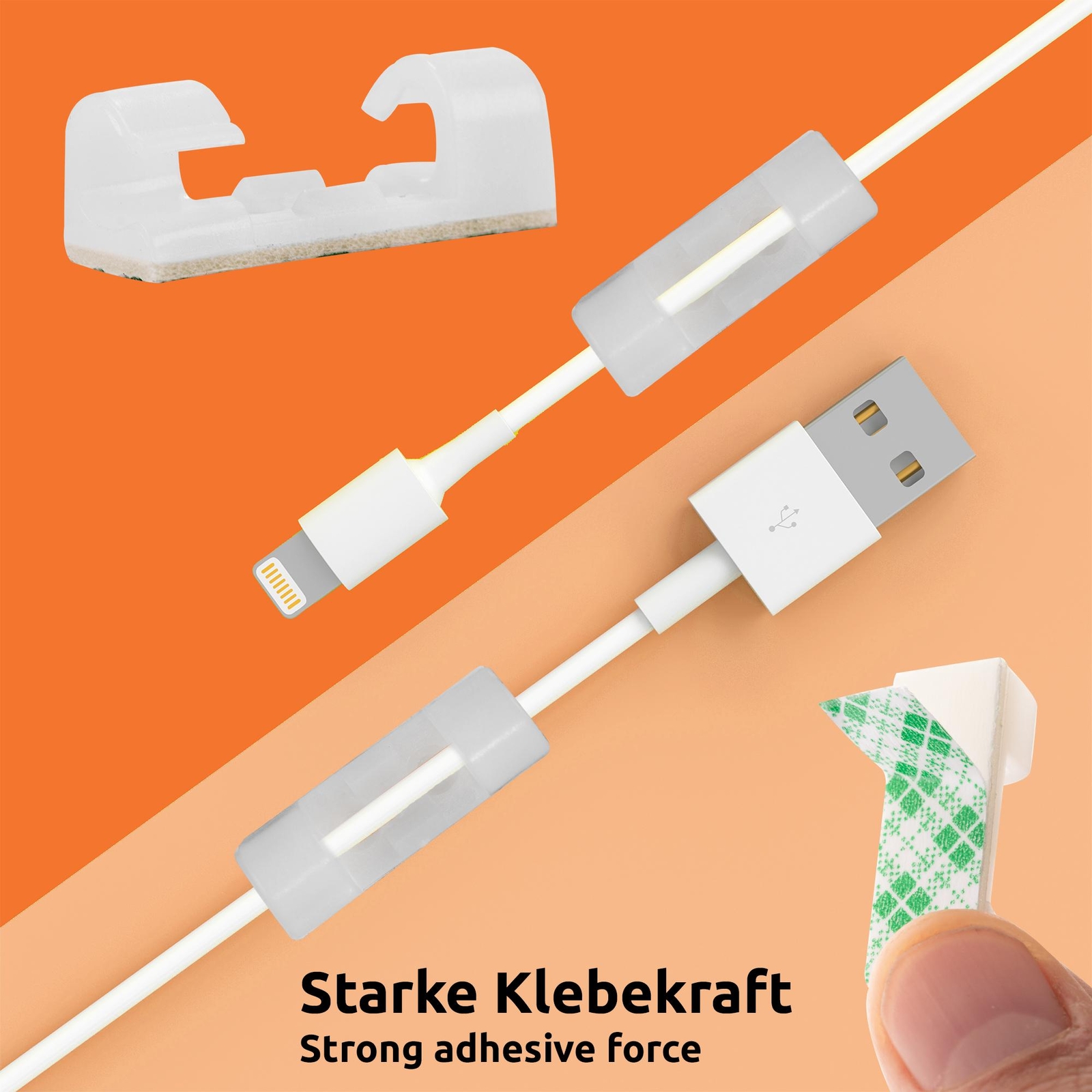 80x Kabel-clips Kabelhalter Weiss selbstklebend Kabelschellen ...