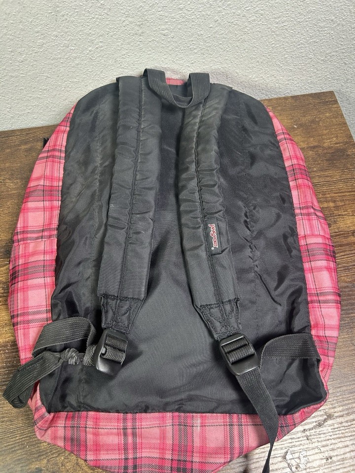 JanSport Pink Plaid Backpack School Bag | eBay