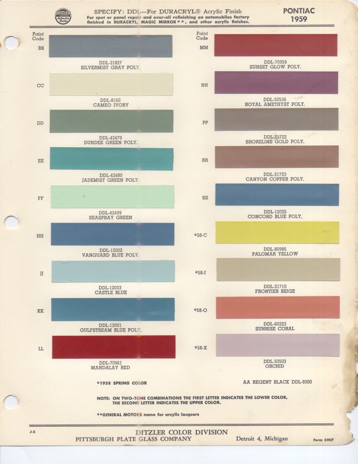 1959 Pontiac Catalina Star Chief Bonneville Safari Ditzler PPG paint ...