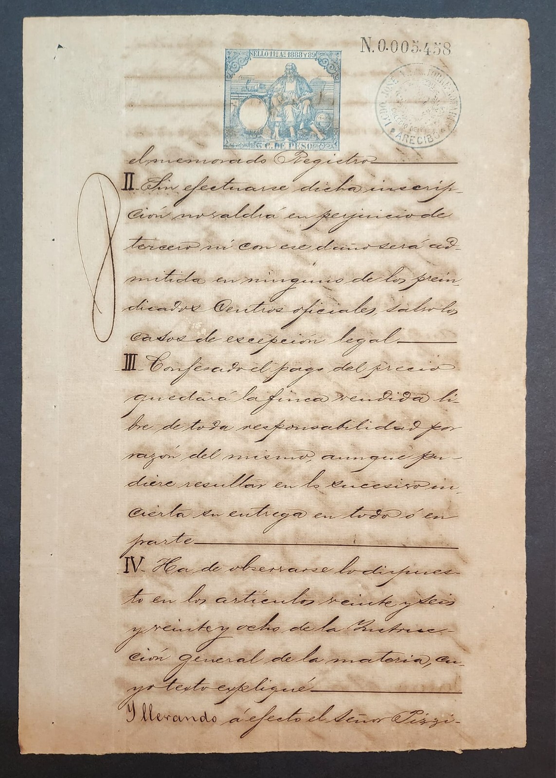 ANTIQUE SPANISH COLONIAL DOCUMENT / ARECIBO PUERTO RICO 1888-89 | eBay