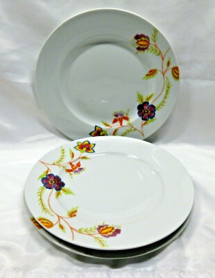 Tabletops Gallery Fiorina Dinner Plates x3 Multi Color Floral Off Set ...