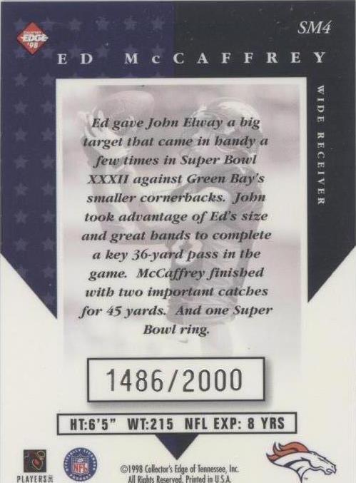 Las mejores ofertas en 1998 Collector's Edge Masters Ed McCaffrey #SM4 ...