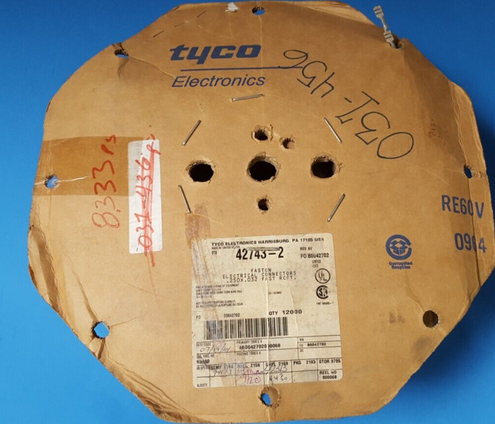 (2500pcs Aprox)Quick Disconnect Terminal, 42743-2, TYCO, 18-22AWG 0.25 ...