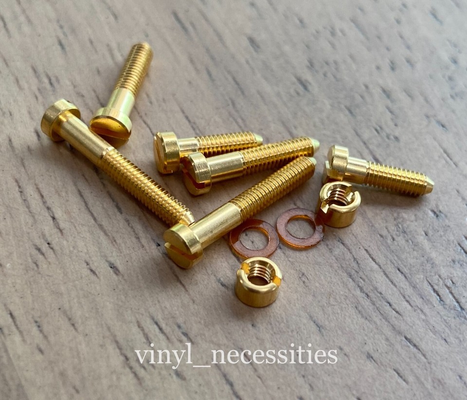 10 Piece Gold Plated Brass Turntable Cartridge Mounting Hardware Screw ...