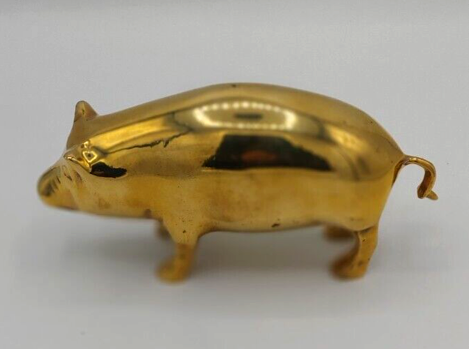 Vintage Heavy Brass 6.5 in Long Pig Figurine Paperweight | eBay