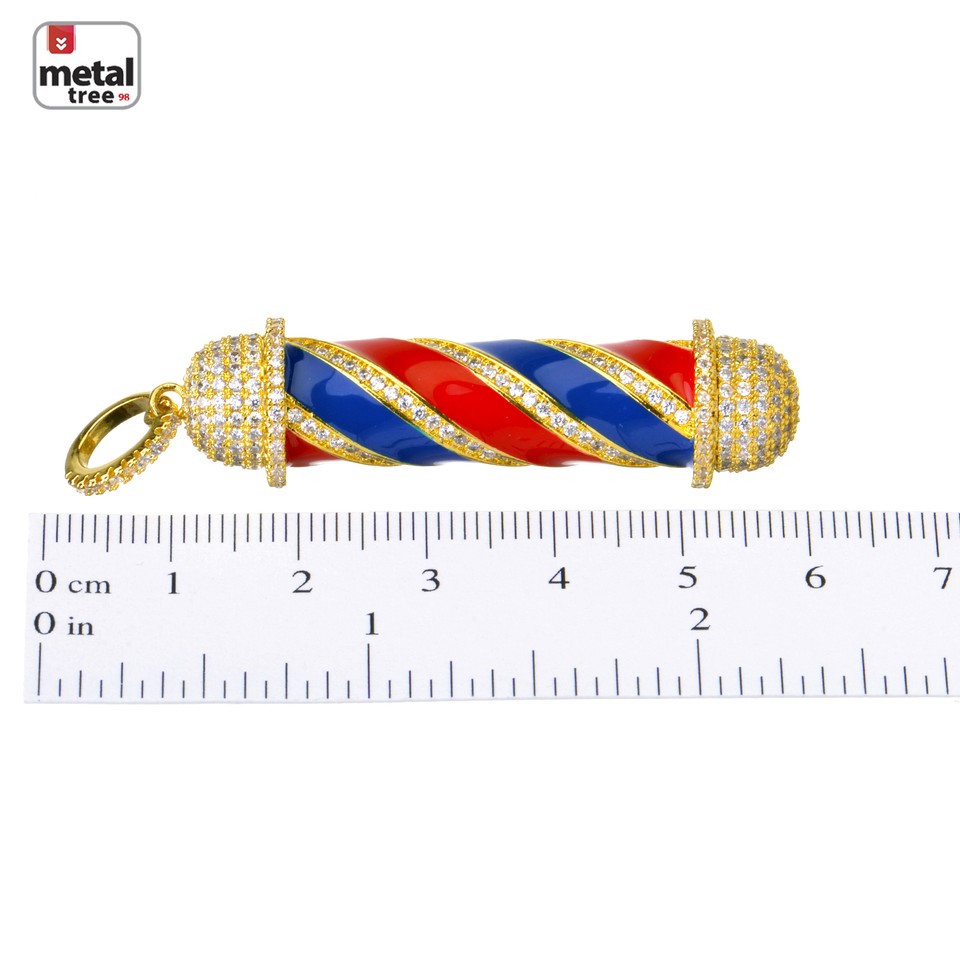 Gold Plated Barber Shop Pendant Miami Cuban Chain Set BCH 15108 G | eBay