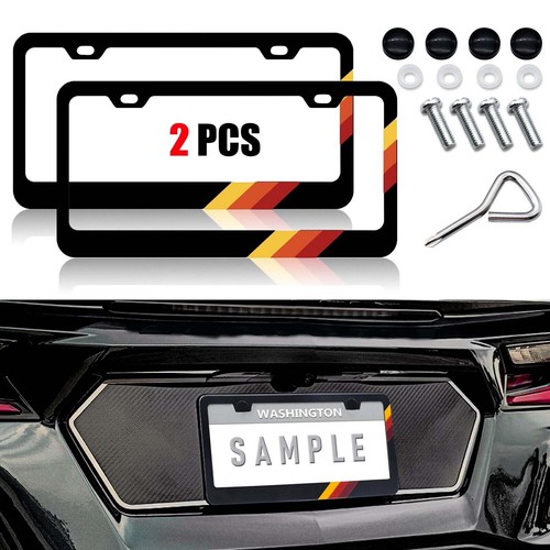 2X Yellow Tri Color Car License Plate Tags Frame Cover Fit For Toyota ...
