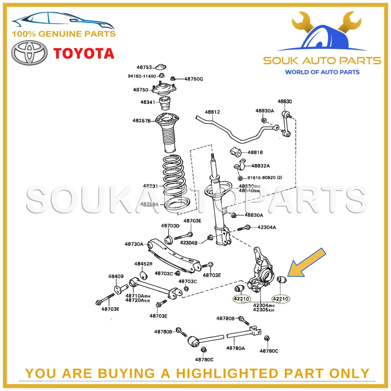 42210-14010 Genuine Toyota BUSH ASSY, LOWER BALL 4221014010 OEM | eBay