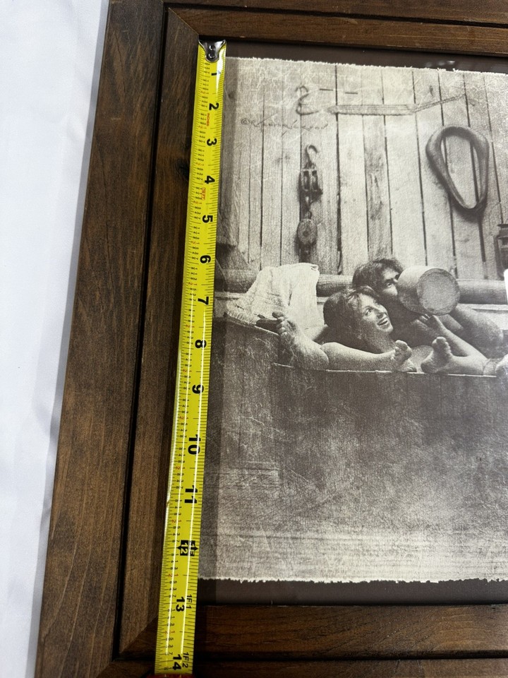 Vintage R Hendrickson Print Bathing Cowboy Girl Bathtub Art w ...