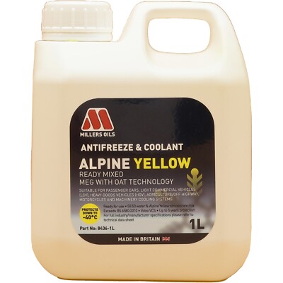 Millers Oils Alpine Yellow Ready Mixed Antifreeze & Coolant - 1L 1 ...