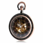 Mens Vintage Mechanical Pocket Watch Hand-Wind Red Copper Fob Watches ...