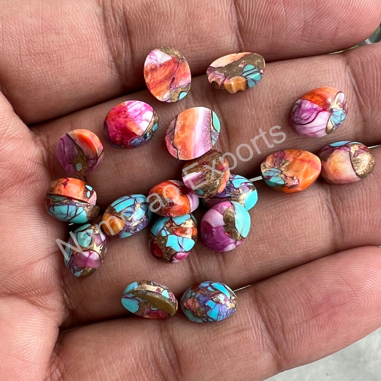 Natural Pink Spiny Oyster Copper Turquoise Oval 6x8 mm to 18x25 mm ...