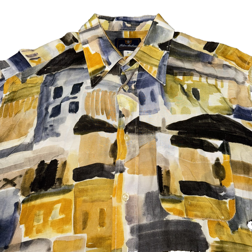 Peter Andrew Shirt Mens Large Multicolor Abstract Print Button Up Short ...